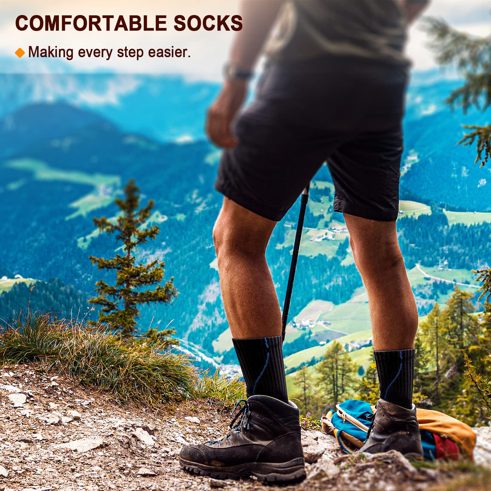 KEMISANT Men Compression Socks 3/6 Pairs, Athletic Socks Cushioned Sole for Men Running Walking,Arch Support