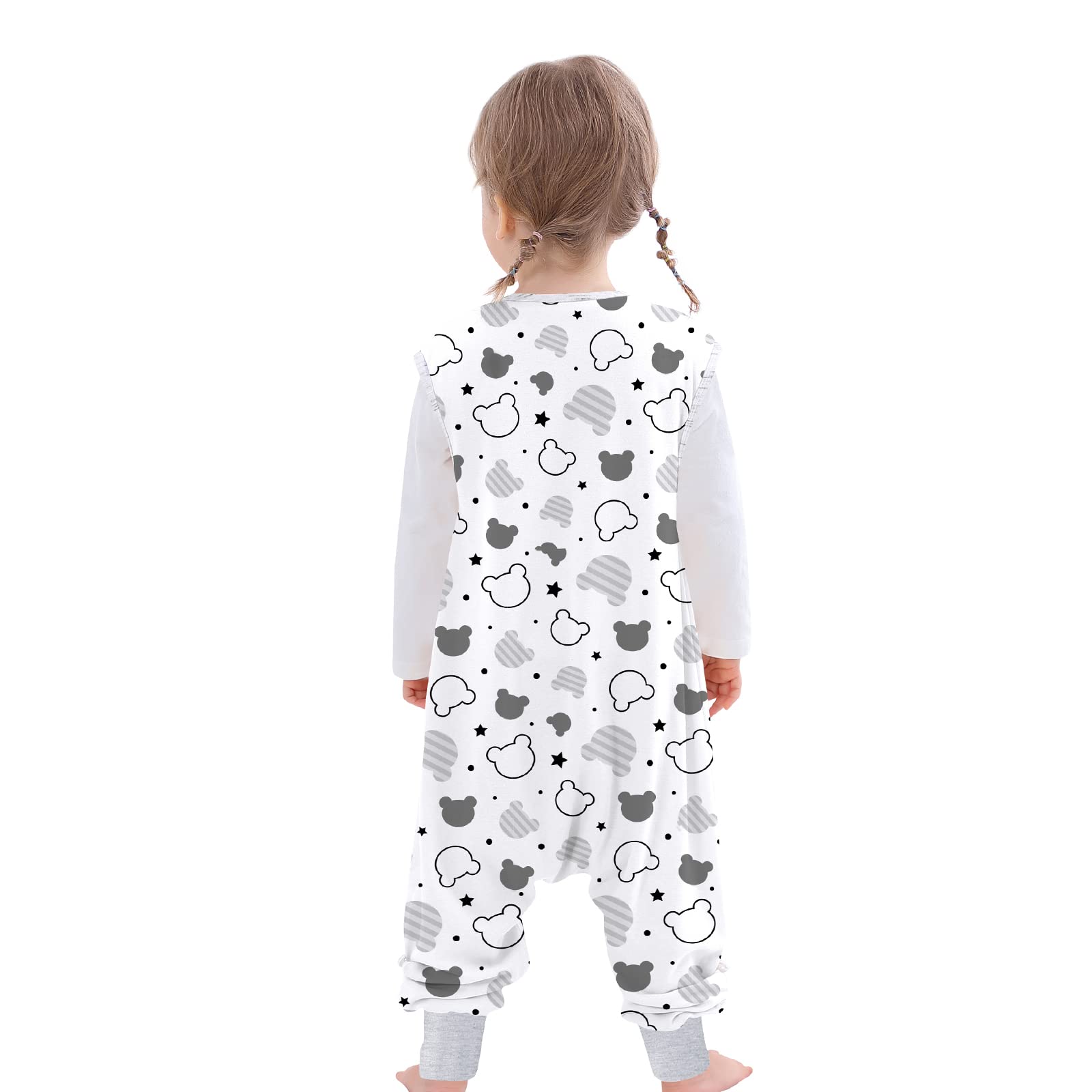 NOUJULOUN Toddler Sleeping Sack, Toddler Sleep Sack with Feet, Walker Sleep Sack, Sleep Sack with Legs,0.5Tog(Grey 2T-3T)