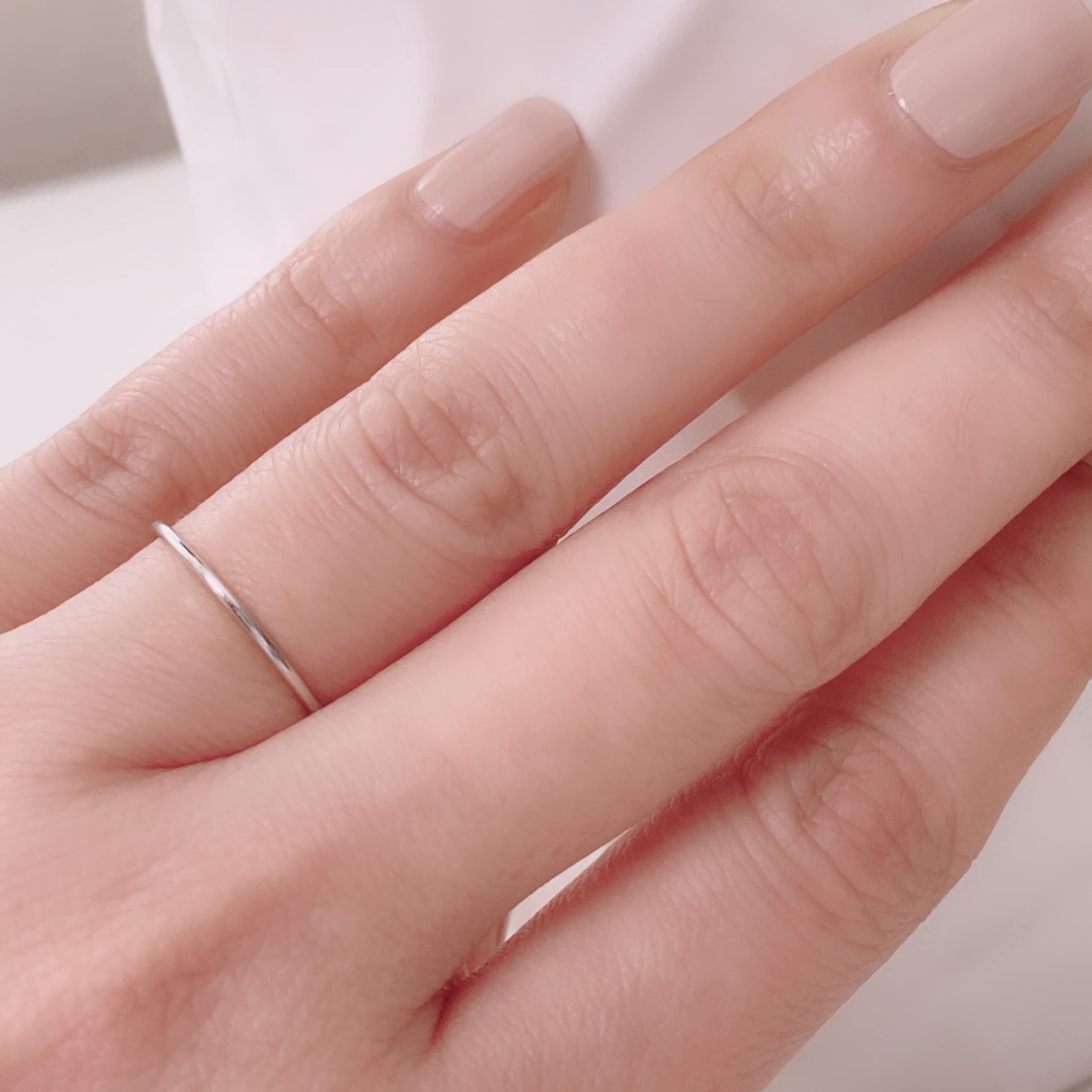 JEWELHEART 14K Solid Gold Wedding Band For Women - White Real Gold 1mm Thin Simple Knuckle Midi Ring - Dainty Stackable Rings Size 7