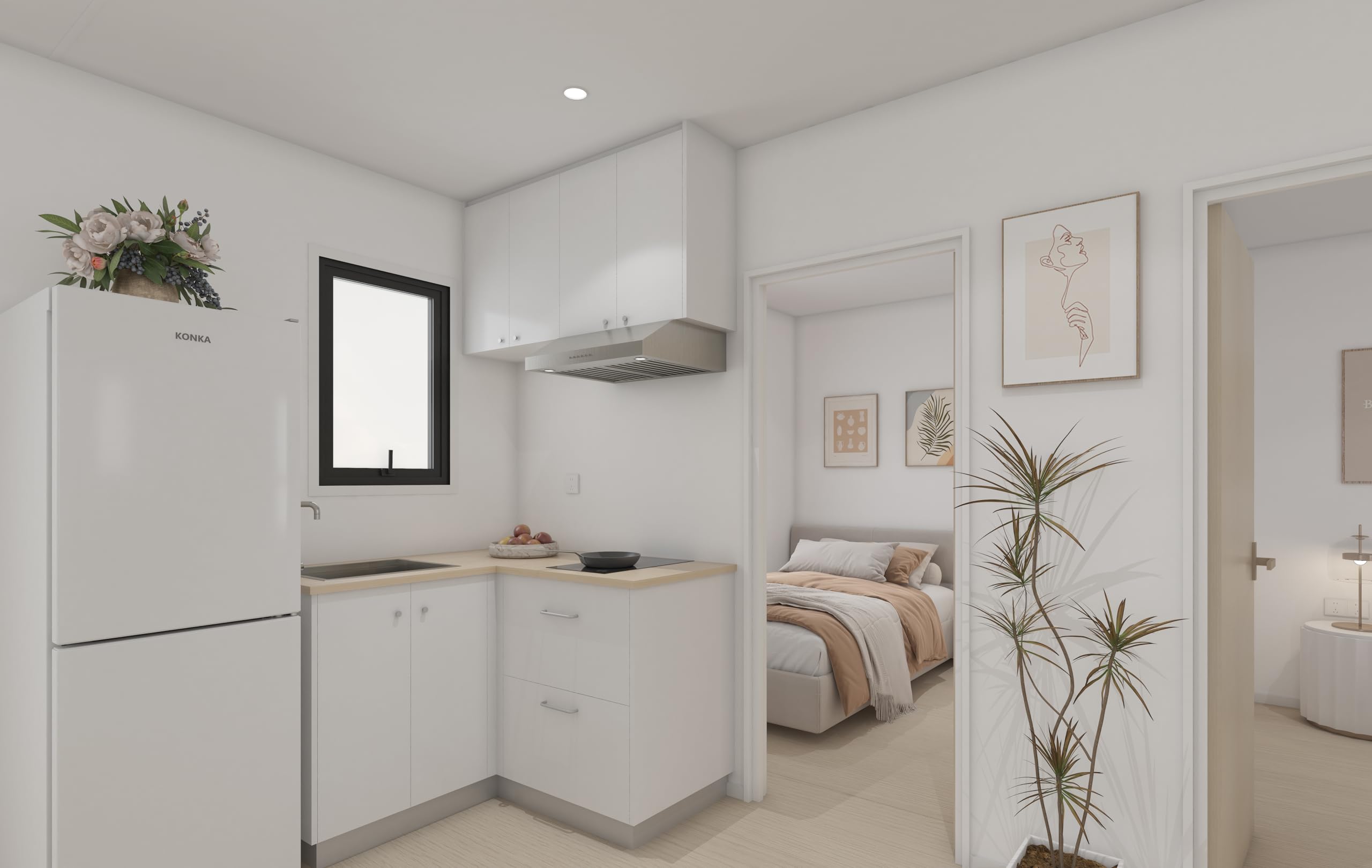 Portable Prefabricated Container Home I Portable House 39m² Featuring 2 Beds, 1 Bath, Living Room, Kitchen,Toilet with Spacious Terrace/Balcony I Mobile Expendable House for Multi Purposes