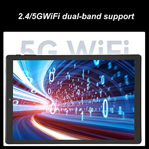 PUSOKEI 10.1in Tablet PC,Black,2.4G 5G WiFi,USB C Rechargeable,6GB RAM 128GB ROM,2560x1600 HD,5MP 8MP Camera,Octa Core CPU,5000mAh Tablet for Android11