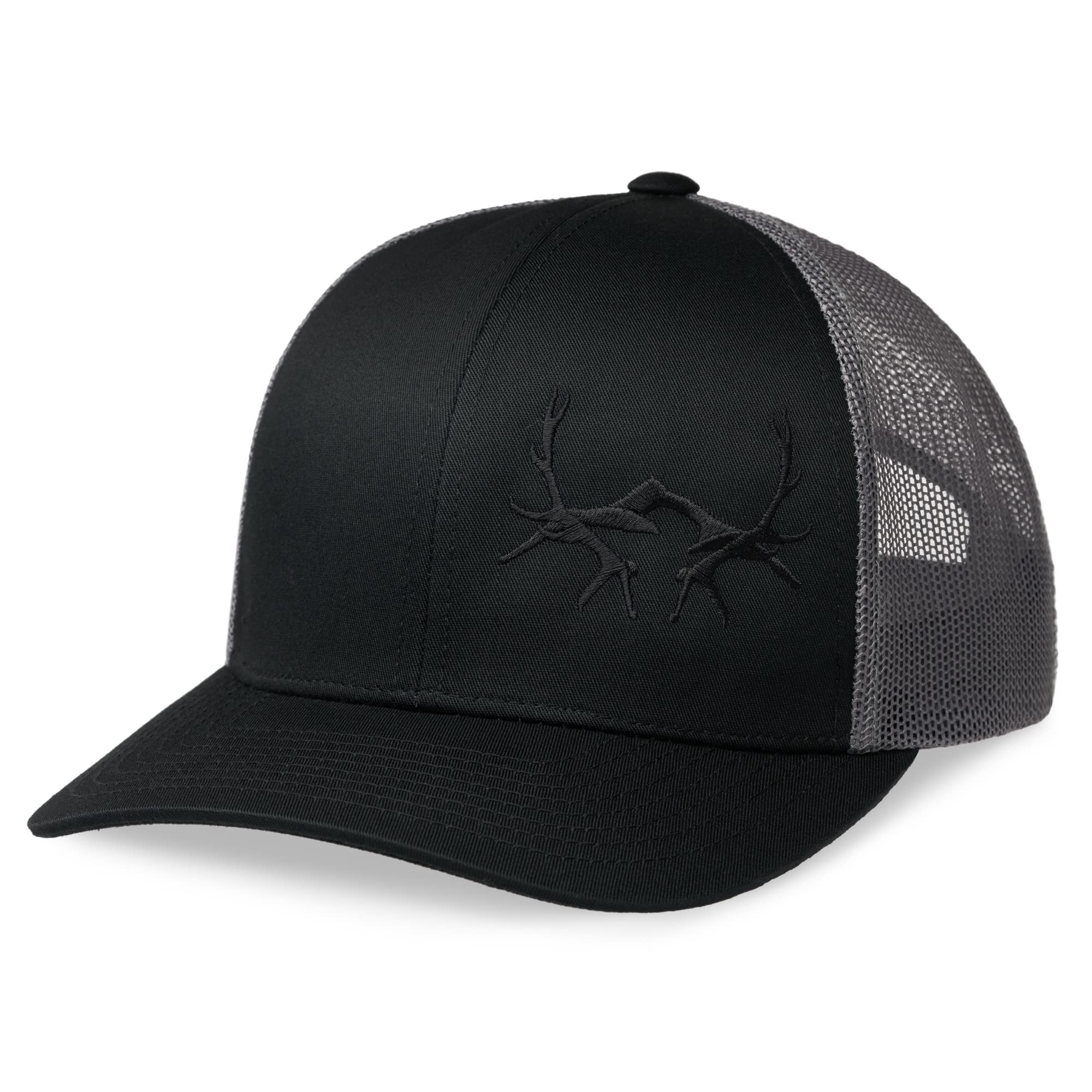 LARIX Black Trucker Hat - Elk Mountain (Black/Gray Black)