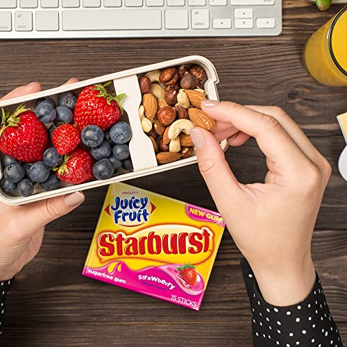 Juicy Fruit Gum (10 Pack) JUICY FRUIT & STARBURST Strawberry Chewing Gum Bulk Pack, 15 Stick