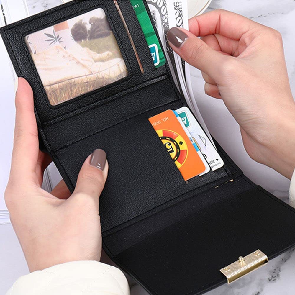 MinLia Women's Wallet Solid Color Leather Purse Simple Card Bag Coin Purse Solid Color Short Clutch Bag Wallets(Yellow)
