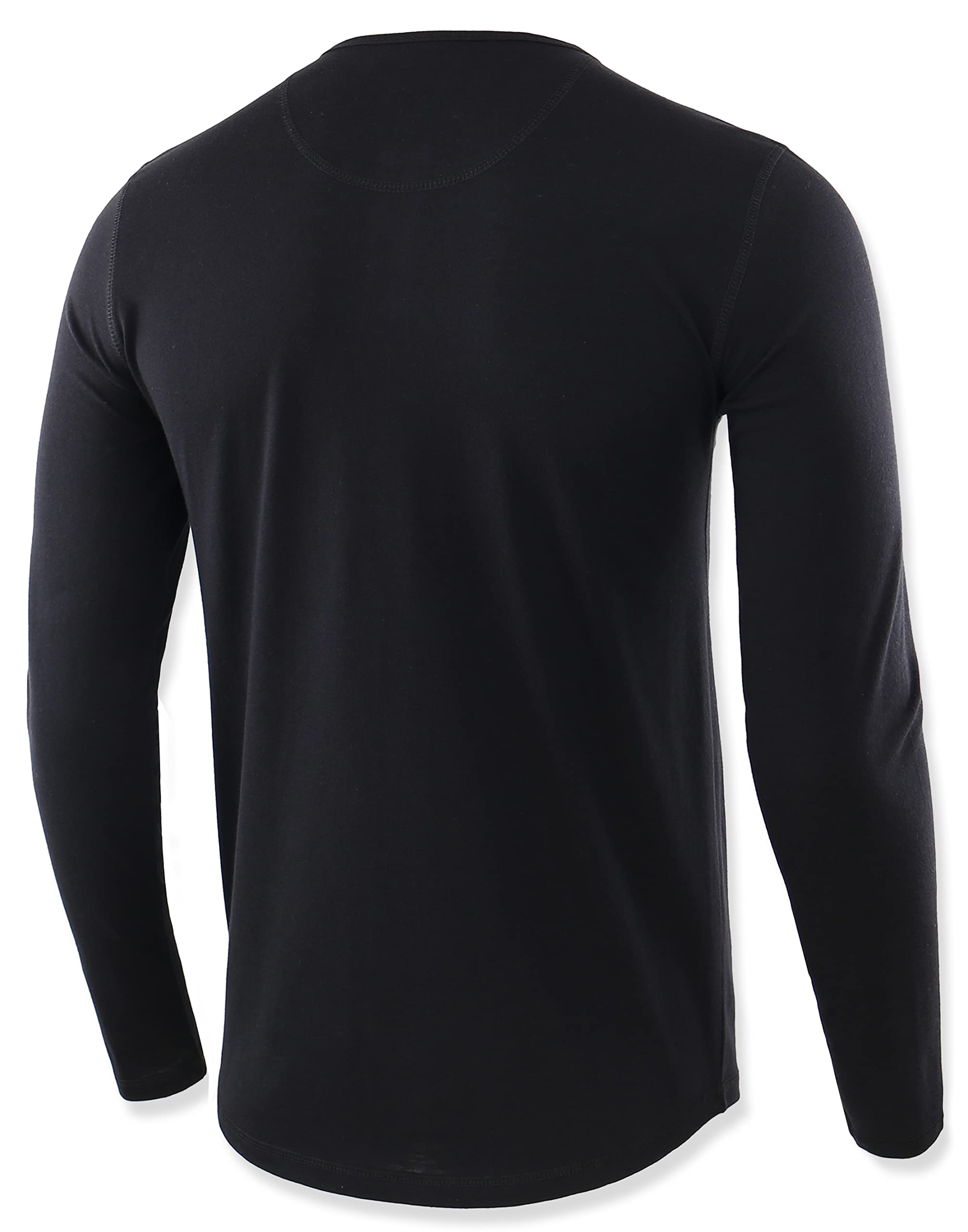 KNQR Men's Athletic Long Sleeve Slim Fit Active Sportswear Workout Running Gym Henley T-Shirts Black/H.Charcoal L