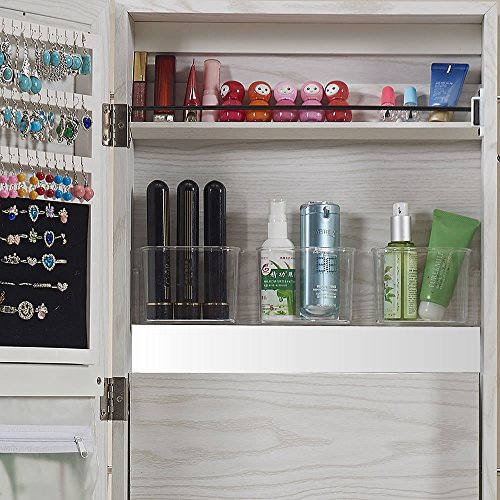 GISSAR Jewelry Mirror Armoire Wall Mount Over The Door Cabinet Storage Organizer Lockable Full Length Door Mirror(White)