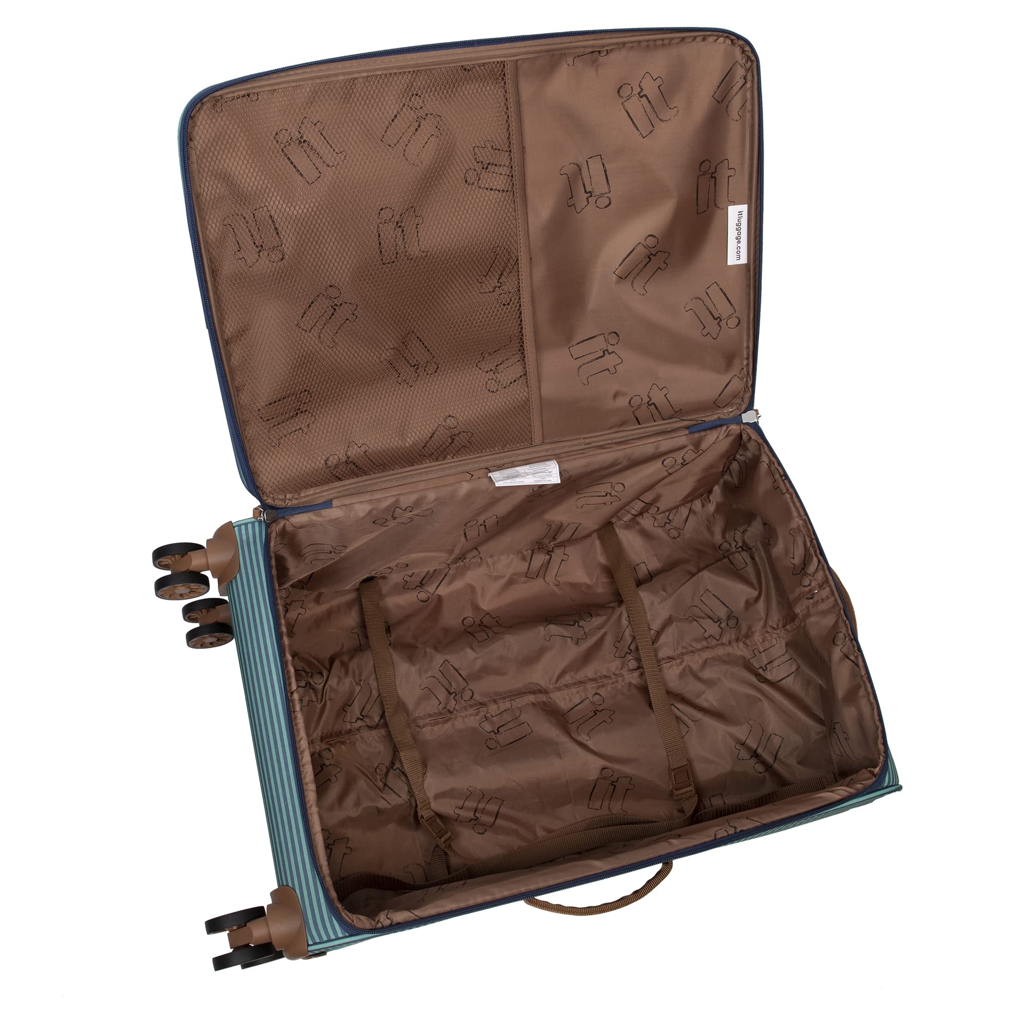 it luggage Beach Stripes 4 Piece Softside 8 Wheel Spinner, Teal, 4 Pc Set