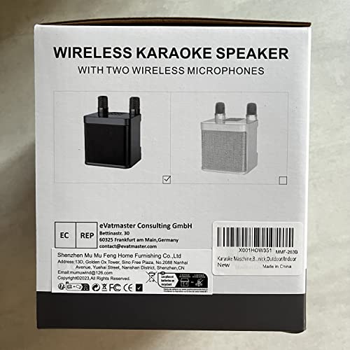 Karaoke Machine with Two Wireless Microphones, Portable Bluetooth Speaker Karaoke Sining Machines for Adults, Kids, Karoke PA System, with Echo and Vocal Cut, Supports TF/USB, AUX in,for Home Party