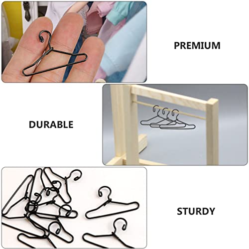 SAFIGLE 25pcs Simple Sturdy Miniature Dress for House Small Coat Clo Hangers Plastic Holders Clothes Black Outfit Holding Rack Clothing Mm Practical Support Hanging Wire Accessories