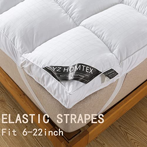Warm Mattress Topper Twin 2 Inch Soft Plush Pillow Top 400TC Cotton Mattress Pad Bed Topper, Hotel Quality Down Alternative Pillow Topper, White