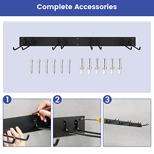 Safstar 36" Tool Storage Rack Clearance, Wall-mounted Garage Tool Organizer with 4 Double Hooks & Rustproof Finish, Heavy Duty Metal Tool Holder for Home Garden Garage Workshop, 328 lbs Load Capacity