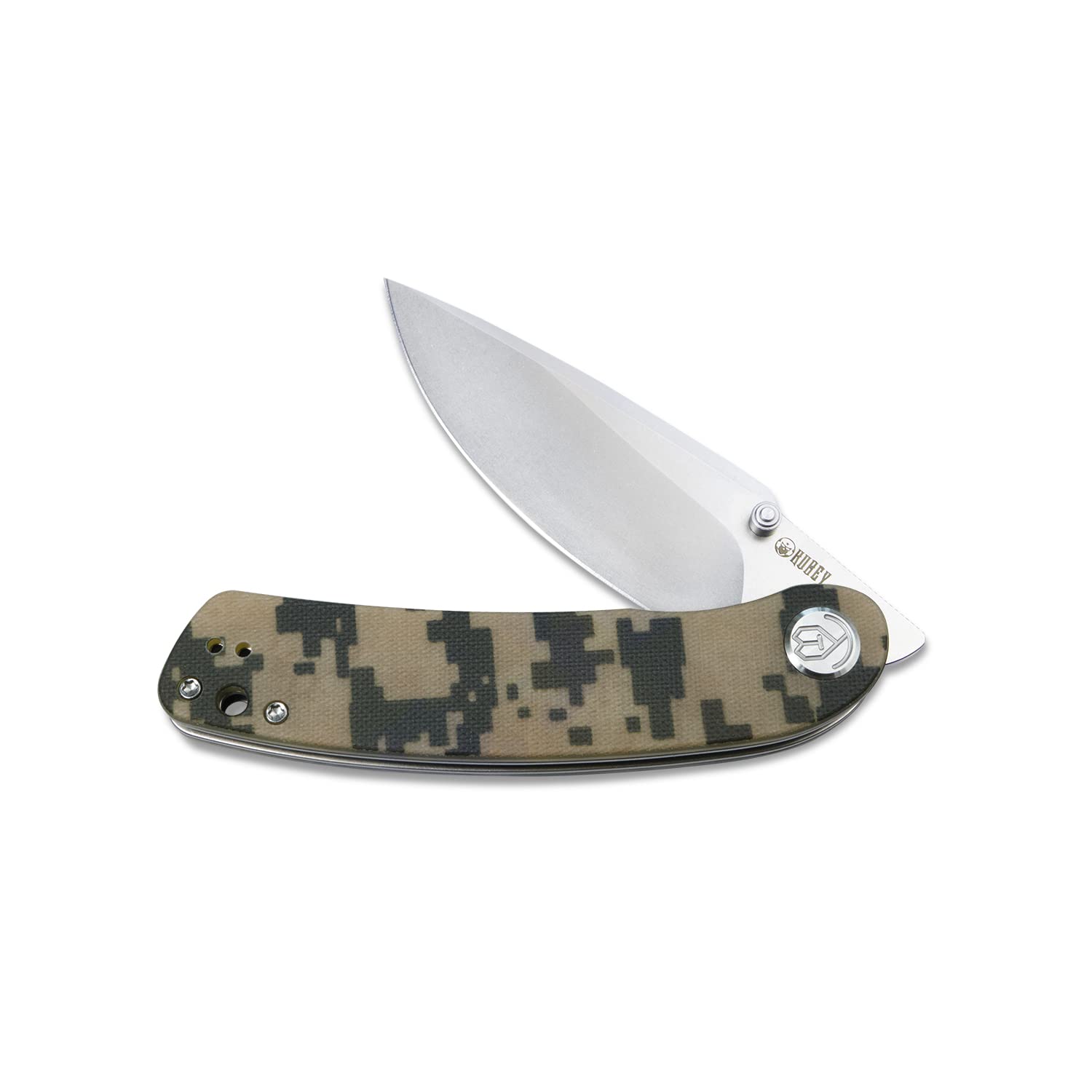 KUBEY Momentum KU344D Everyday Carry Pocket Knife, 3.43-Inch Drop Point Blade G10 Handles with Dual Thumb Studs and Reversible Clip for Outdoor Hunting Camping