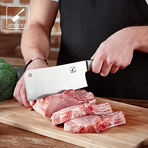 imarku 8 inch Chef Knife and 7 inch Meat Cleaver, High Carbon Japanese Stainless Steel Sharp Kitchen Knife with Ergonomic Handle