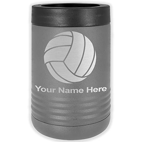 LaserGram Double Wall Insulated Beverage Can Holder, Volleyball Ball, Personalized Engraving Included (Standard Can, Gray)