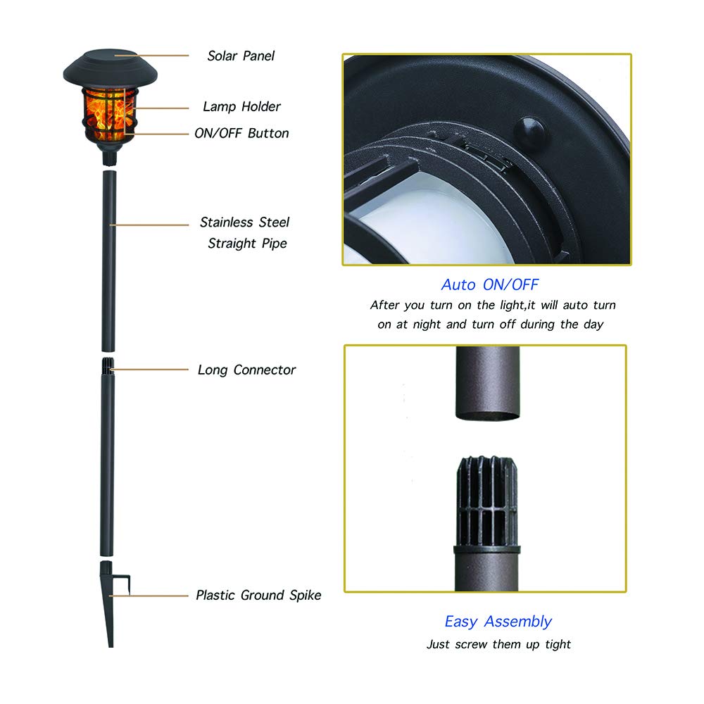 HECARIM Solar Lights Outdoor, 4 Pack Solar Pathway Lights, Solar Powered Garden Lights, Waterproof LED Solar Landscape Lights for Walkway, Pathway, Lawn, Yard and Driveway (Pattern D)