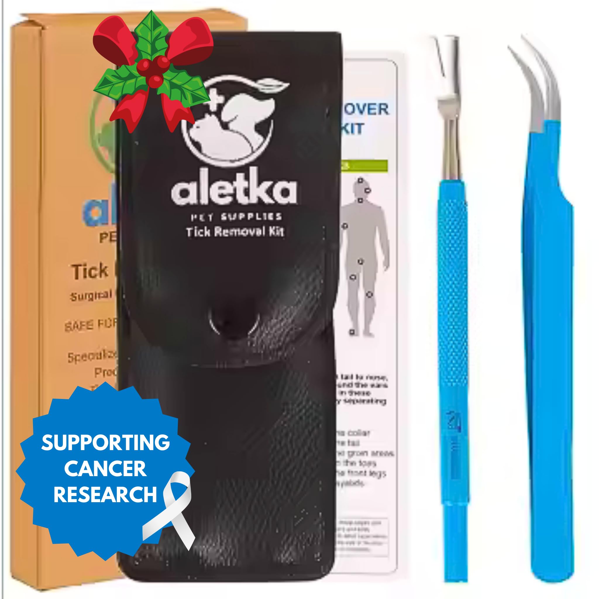 Tick Removal Tool Kit with Precision Tweezers • Dogs • Cats • Kittens • Puppies • People • Custom Design Removes Whole Tick • Durable Stainless Steel • Dishwasher Safe • Easy Use • Hiking • Gift Idea