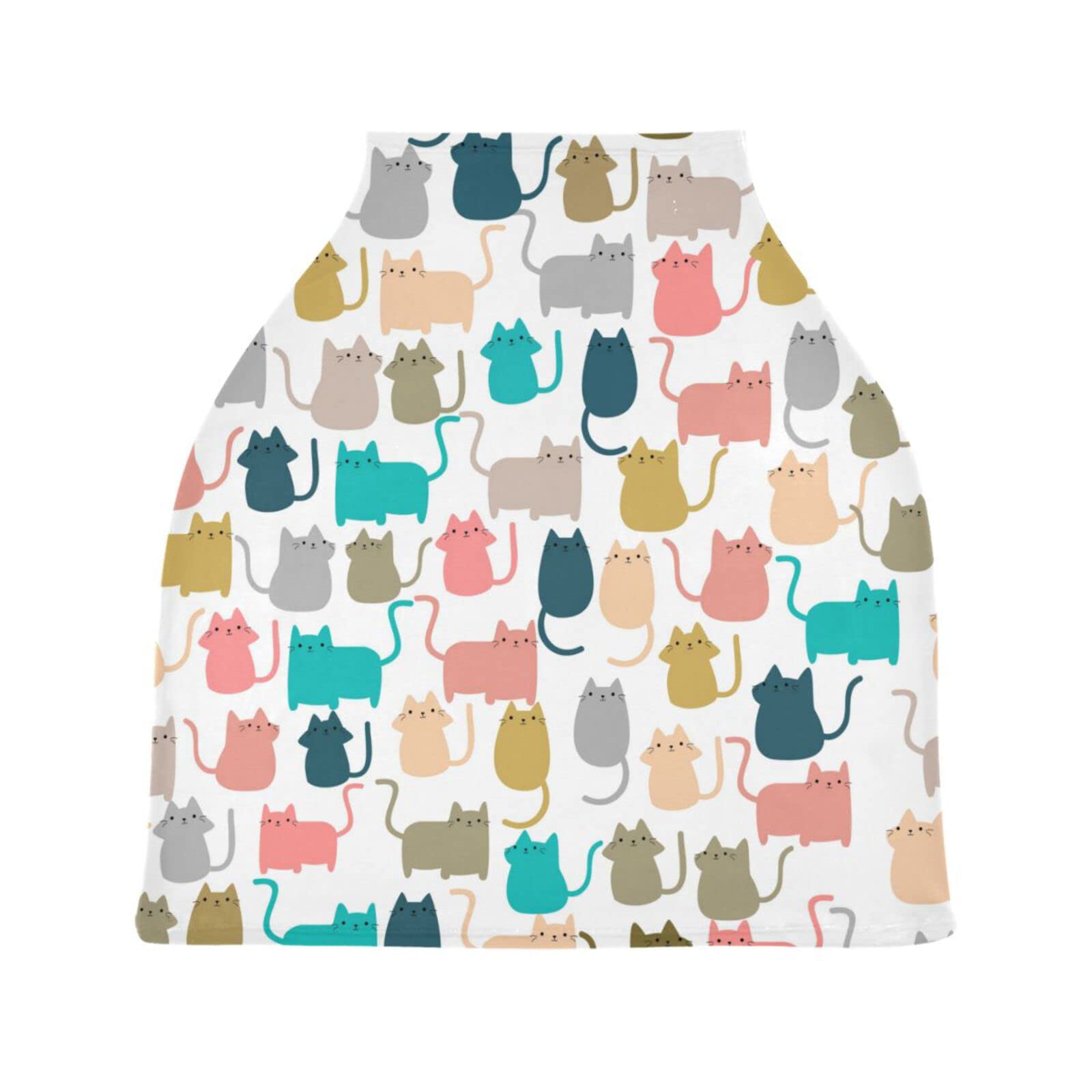 Nursing Cover Breastfeeding Scarf Colorful Cat Kitten Pattern-for Baby Car Seat Covers, Stroller Cover, Carseat Canopy(228ue8a)