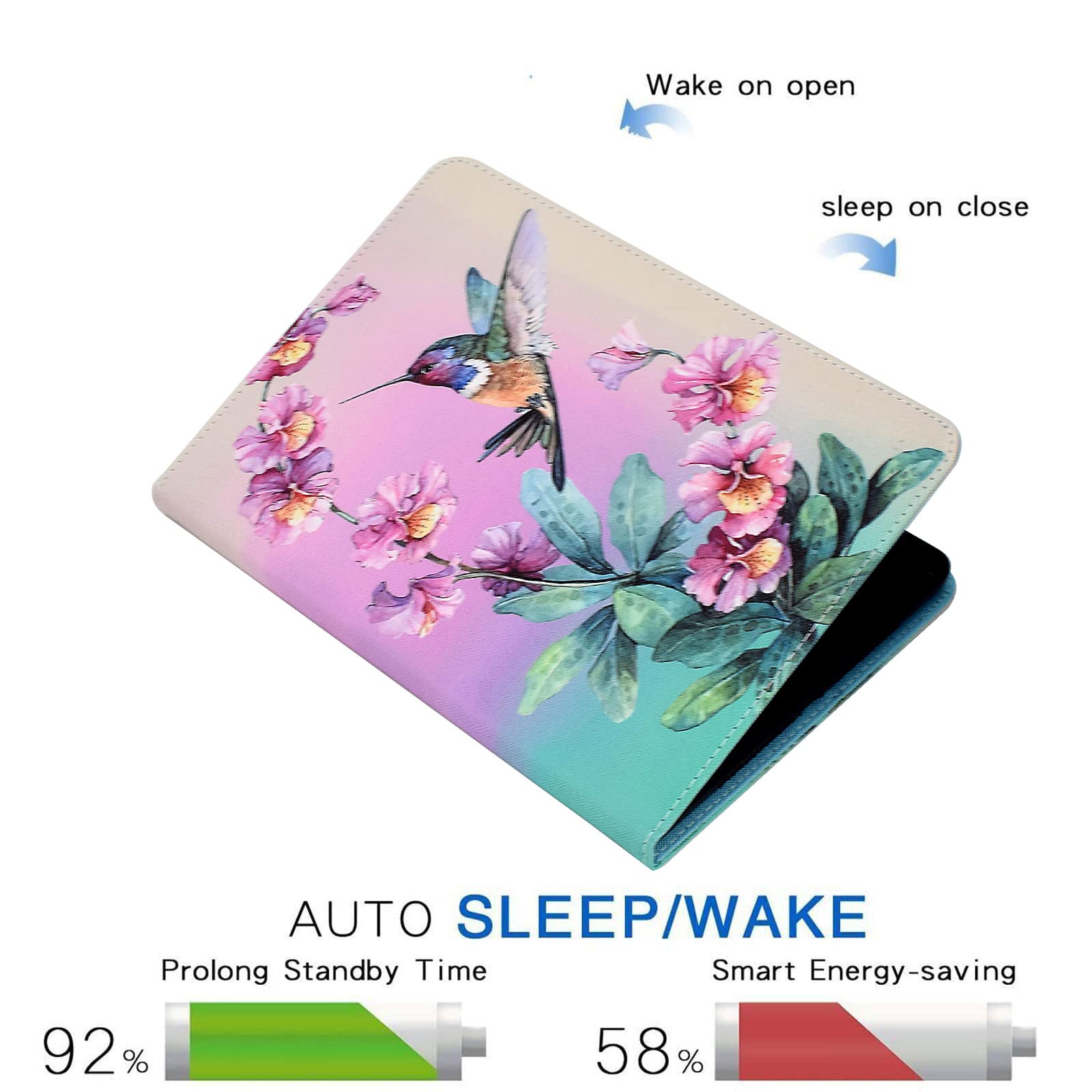 KEROM Case for Fire HD 10 & 10 Plus Tablet (11th Generation, 2021 Release), PU Leather Folio Cover Folding Stand Case for Fire HD 10.1 inch Tablet 2021, with Auto Sleep Wake