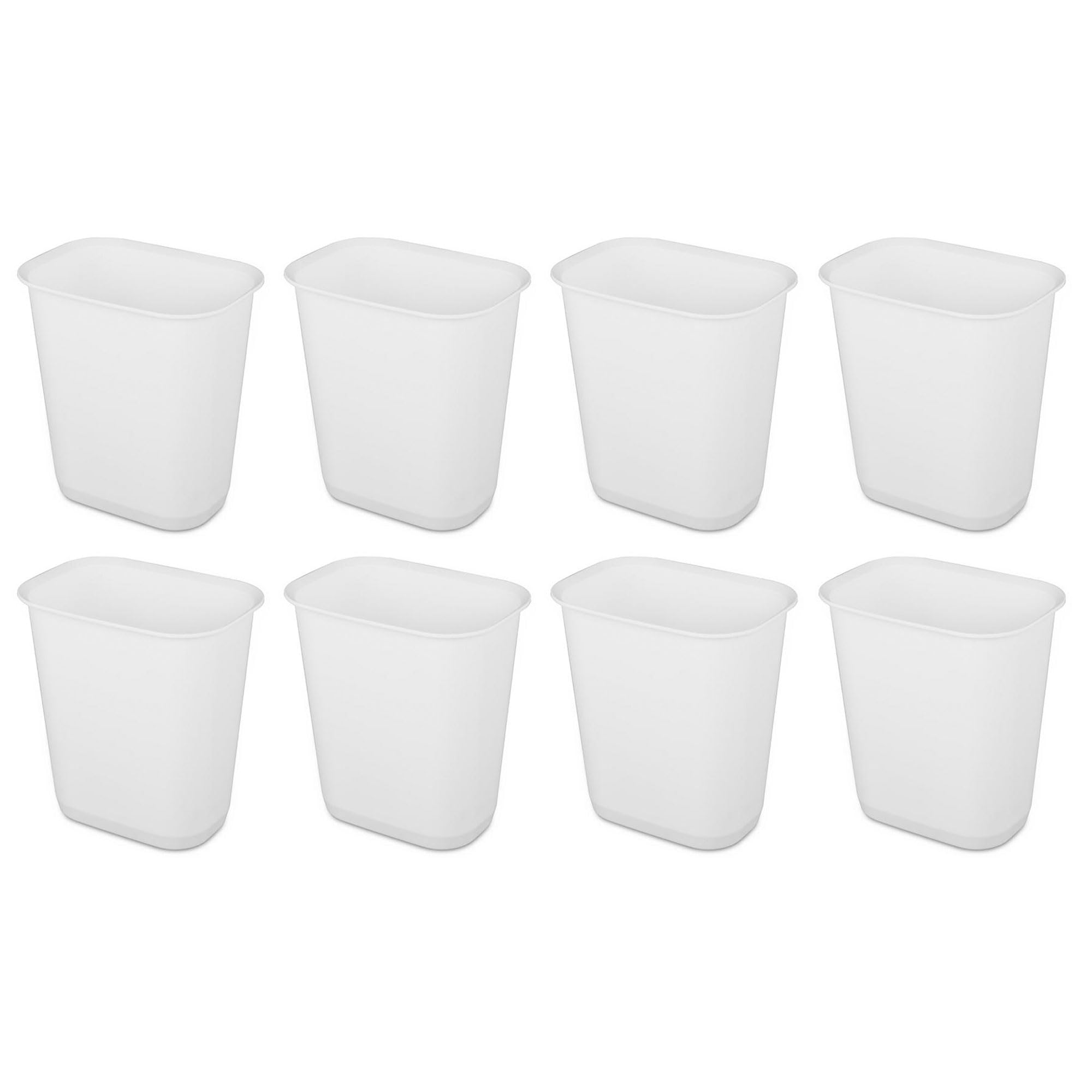 Sterilite 3 Gallon Rectangular Wastebasket with Sloped Rim and Textured Surface for Laundry Area, Bedroom, Office, Kitchen, and Home Use, (8 Pack)