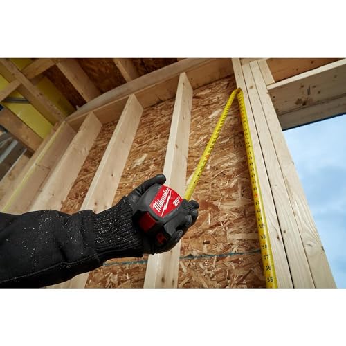 Milwaukee measure tape Milwaukee 48-22-0416 Tape Measure, 16 ft L Blade, 1/2 in W Blade, Steel Blade, ABS Case, Black/Red Case