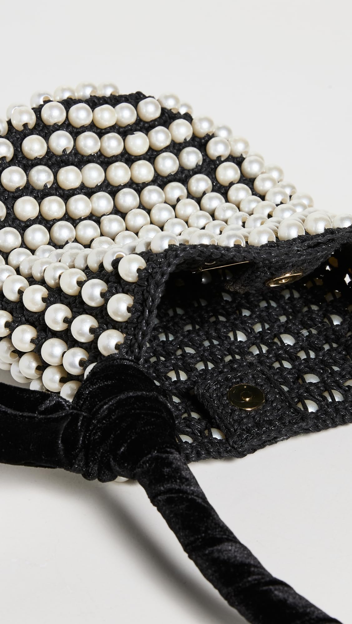 Lele Sadoughi Women's Beatrix Pearl Crochet Bag, Jet, Black, Off White, One Size