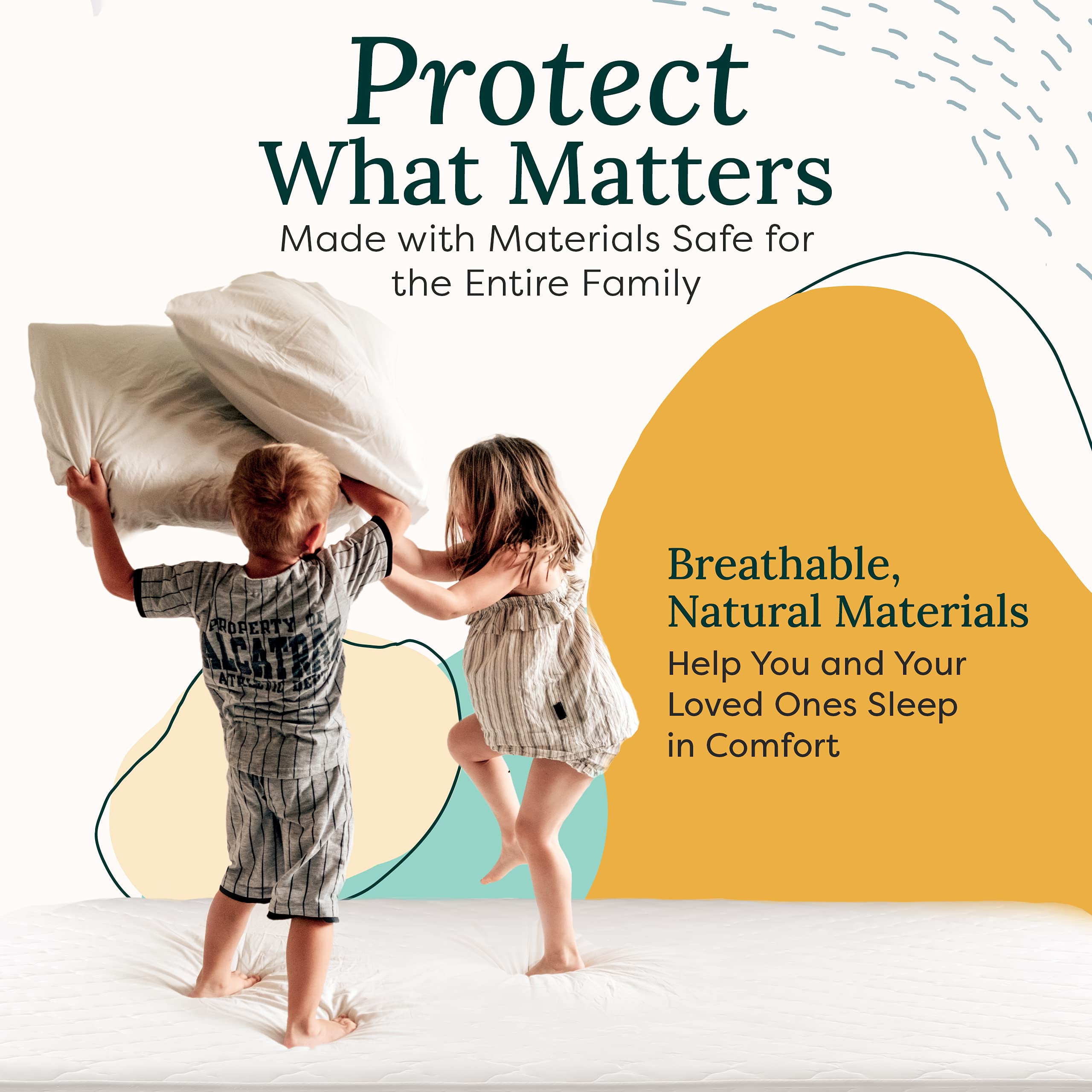 Zen Mattress Pad Cover - Cooling Bed Topper & Waterproof Protector w/Deep Pockets, King Size, White