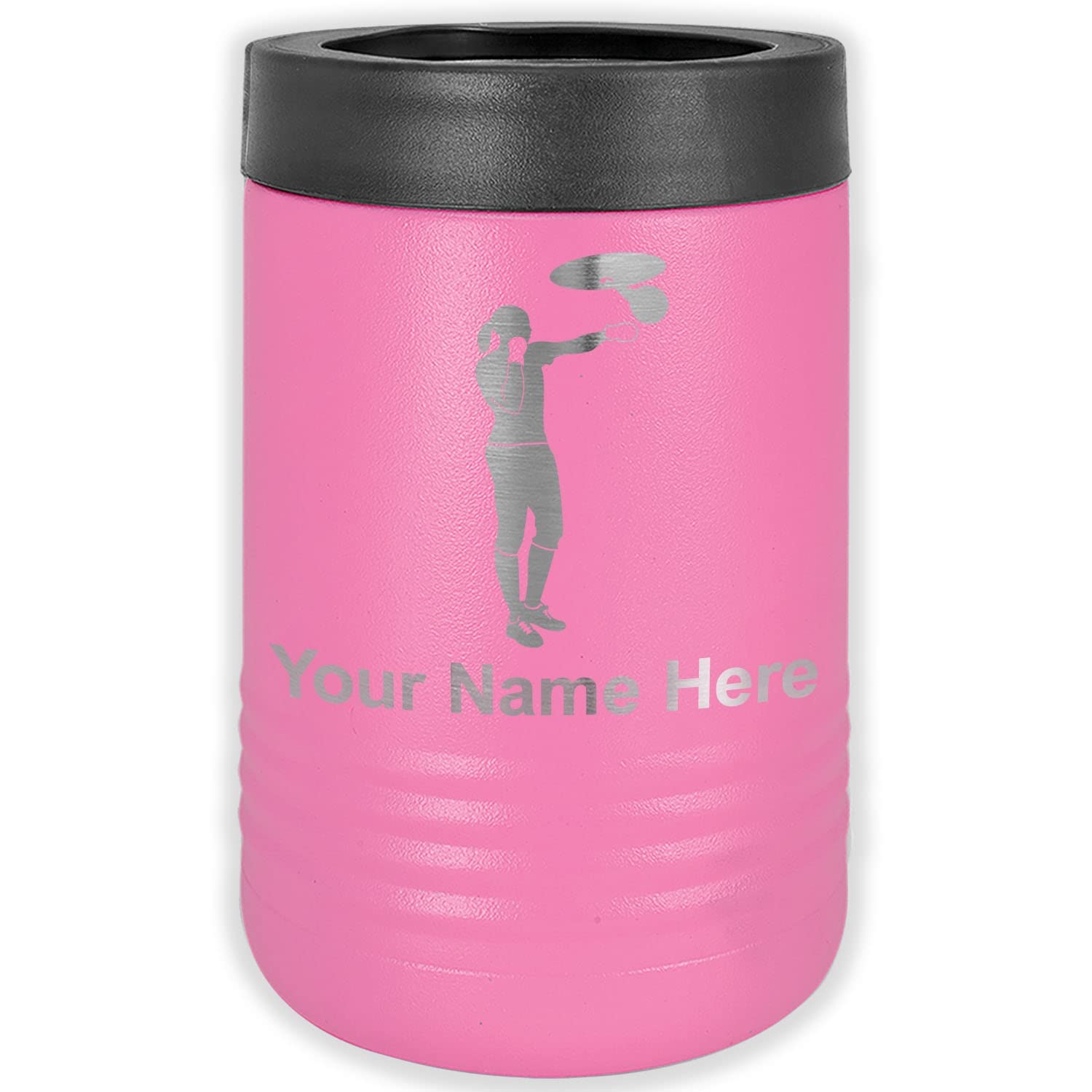 LaserGram Double Wall Insulated Beverage Can Holder, Boxer Woman, Personalized Engraving Included (Standard Can, Pink)