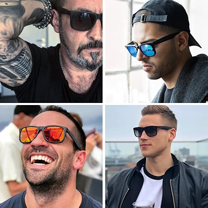 MAXJULI XXL Polarized BigSunglasses for Men and Women,UV400 Protection Rectangular Sun Glasses,Ideal for Driving Cycling and Running 8806(Grey+Blue)