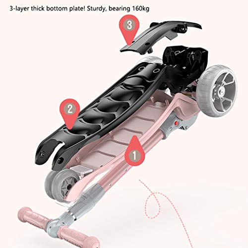 Jiji Kick Scooters Folding Kick Scooter for Kids, 3-Wheel LED Flashing Glider Push Scooter with Height Adjustable and Foldable Handlebar Ultra Light Foldable (Color : Green)