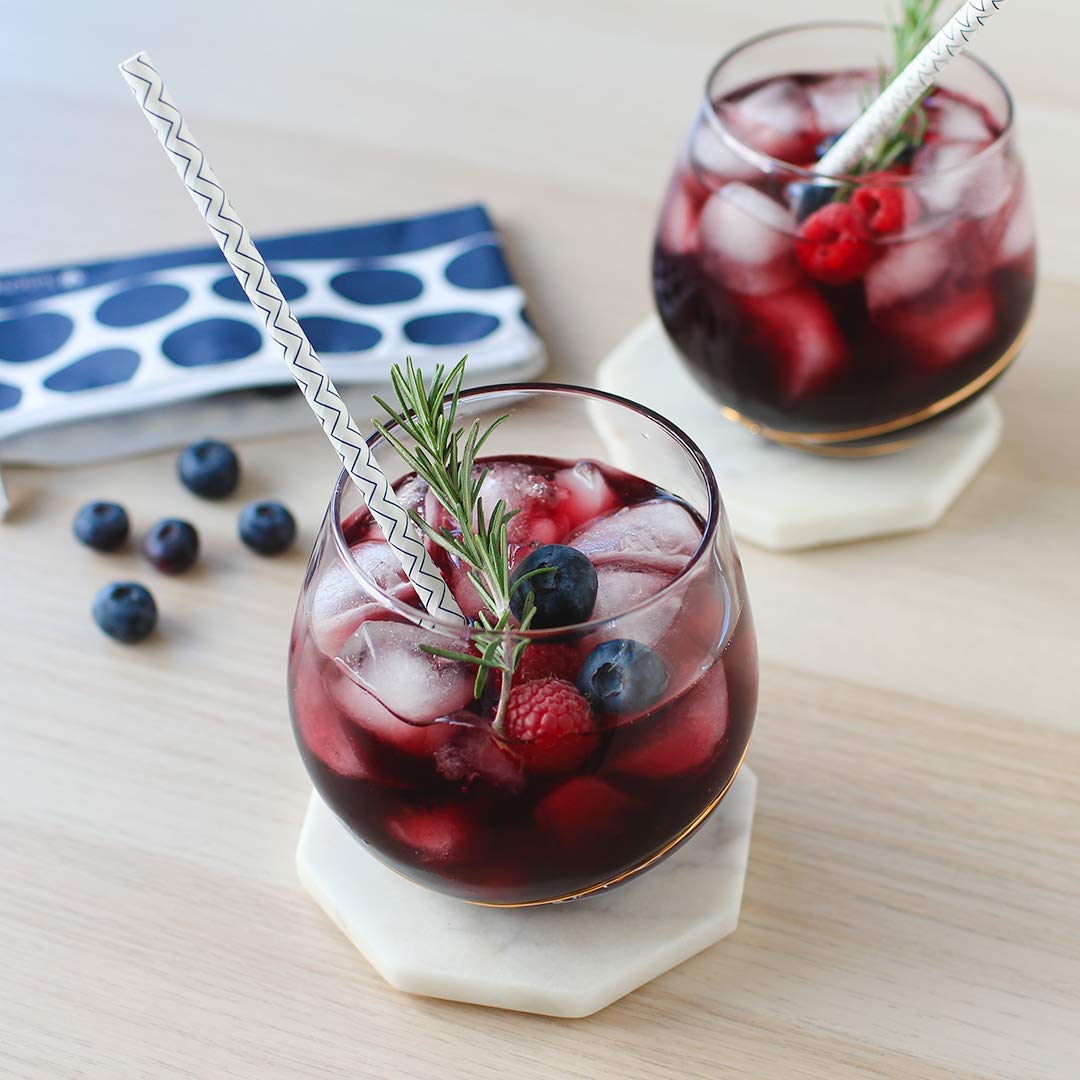 Lunchskins 50-Pack Chevron Blue Long-Lasting Biodegradable Paper Straws – Odor + Taste-Free - Eco- Friendly Straws for water, Juice, Soda, Cocktails, Shakes, Smoothies and more