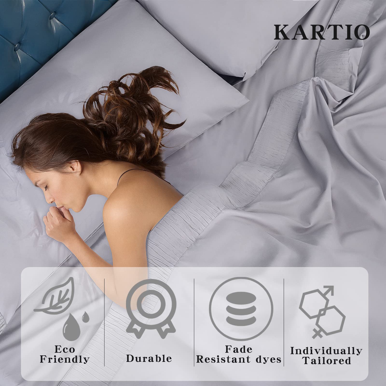 KARTIO Bed Sheet & Pillowcase Sets-4 Pcs-Brushed Microfiber 1800 Thread Count Soft Sheet Sets-16 Inches Deep Pocket -Wrinkle, Fade, Stain Resistant (Twin)