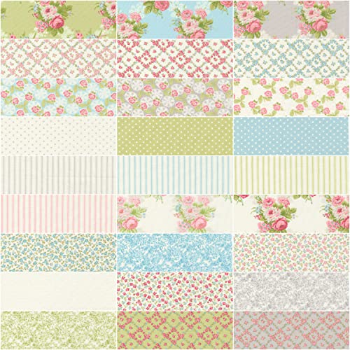 Moda Fabrics Cottage Linen Closet Charm Pack by Brenda Riddle Designs; 42-5 inches Precut Fabric Quilt Squares, 5 Inches