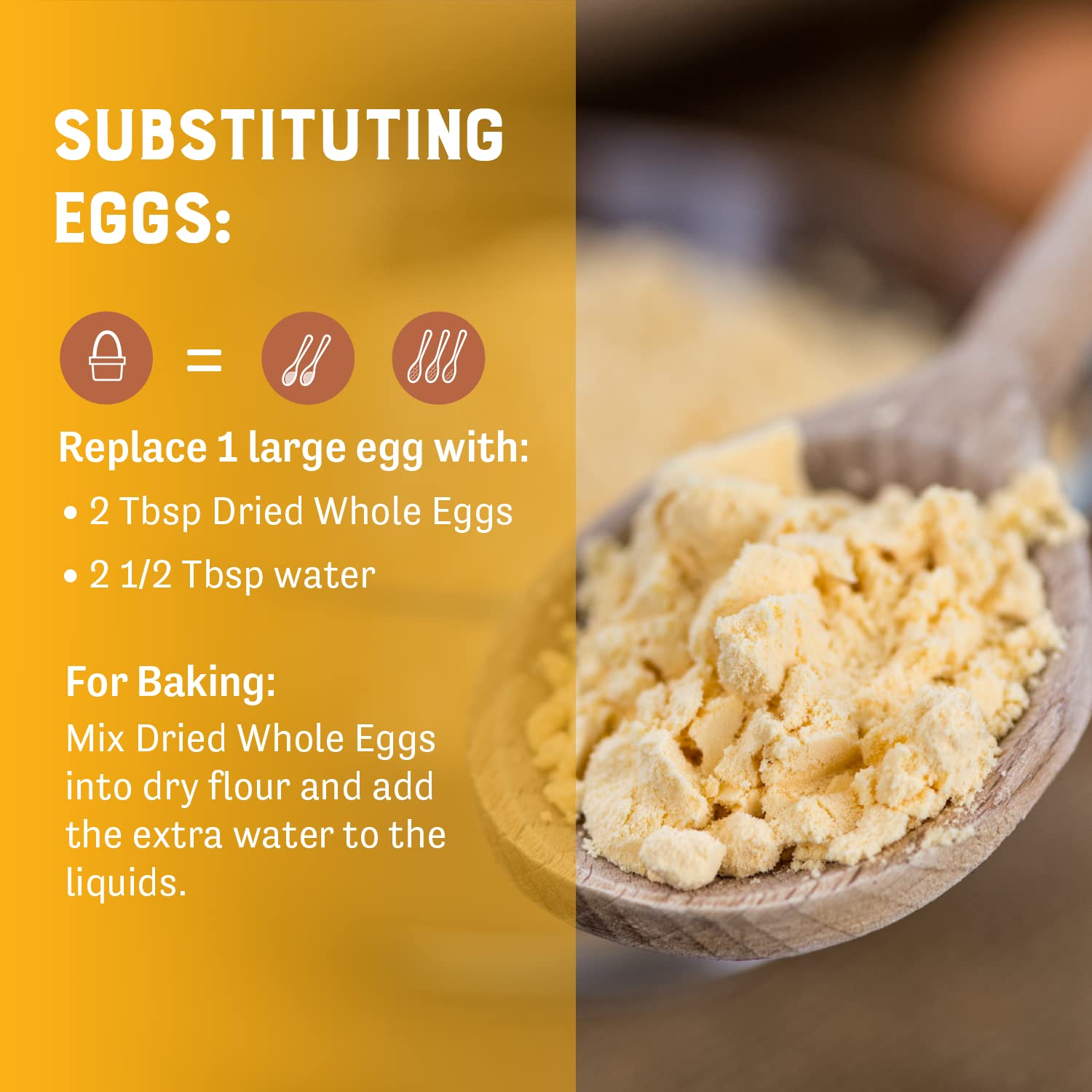 Judee’s Dried Whole Egg Powder - 11 oz - Baking Supplies - Delicious and 100% Gluten-Free - Dehydrated Eggs Powder for Breakfast, Baking, and Camping Meals - Simplifies Outdoor Cooking Preparation