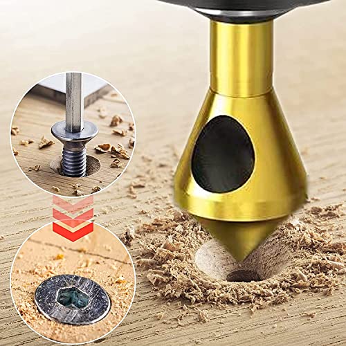 KEWAYO 4pcs Titanium Coated Countersink Chamfer Tool Deburring Tool Set Metal Wood Drill Bits Zhongbo Business