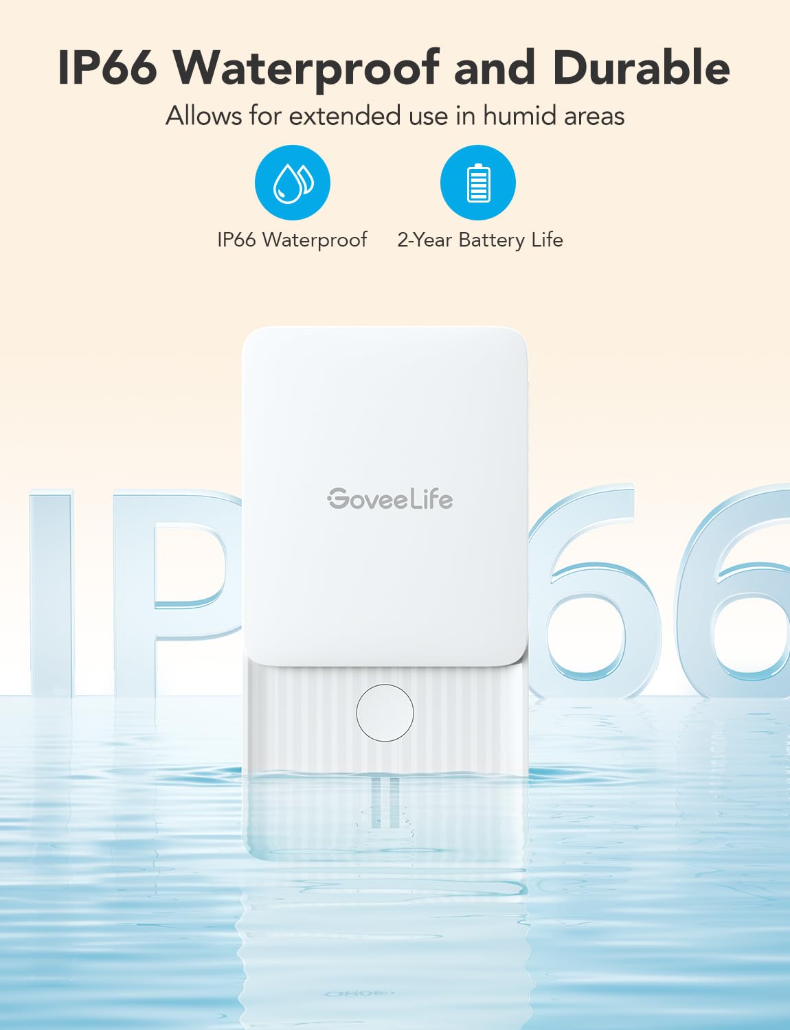 GoveeLife Water Leak Detector 2, LoRa Water Sensor Alarm Monitor Up to 1312ft Open-Air Range, Alexa, App, Email Notifications, Detector Protection for Your Home, Kitchen Sink, Bathroom, Basement