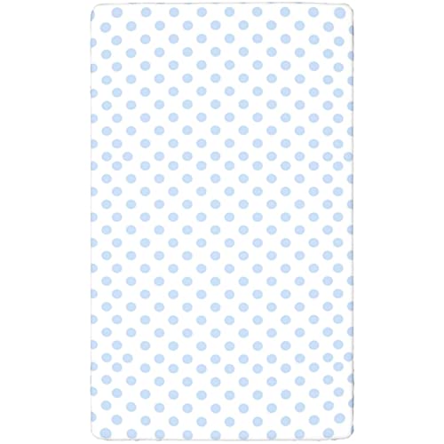 Polka Dots Themed Fitted Crib Sheet,Standard Crib Mattress Fitted Sheet Toddler Bed Mattress Sheets-Baby Crib Sheets for Girl or Boy,28“ x52“,Pale Blue and White