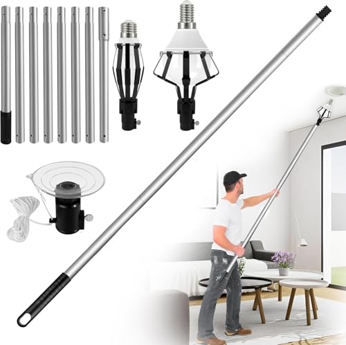 TeamSYX Telescoping Pole Light Bulb Changer Kit, 8 Poles, 2 Bulb Changers, Accessories