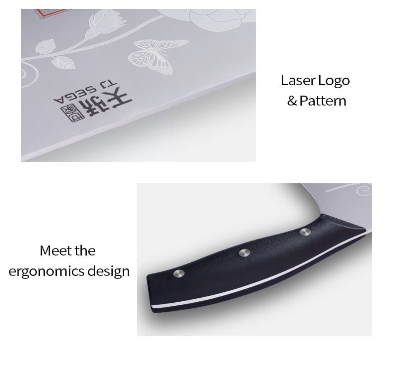 Meat Cleaver Knife 7.5 Inch, Ultra Sharp Chinese Chef's Knives, Full-tang Chopping Knife, 30Cr13 Steel Blade Thickness 2.5 mm, TJ SEGA Series TC1705
