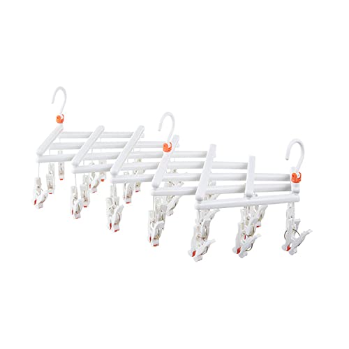 SHZMJL Foldable Clothes Drying Hanger with 29 Clips-Drip Hanger-Sock,Laundry Drying Rack Hanger for Socks Bras,The Clips Release Quickly,Large Clamp of Imitation Turbine (White)