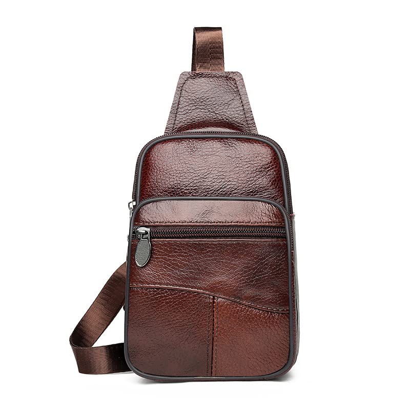 JBB Sling Bag Crossbody Sling Backpack for Man with Cowhide Shoulder Bags Travel Hiking Chest Bag
