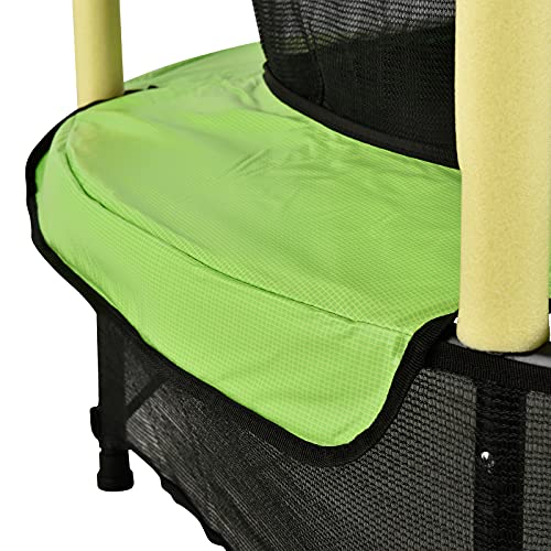 MengK FCH Kinder Trampolin Jumper 140 cm mit gepolsterten Stangen und Sicherheitsnetz, Gelb und Grün