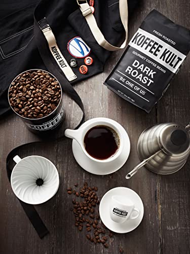 Koffee Kult Dark Roast Whole Bean Coffee - Small Batch Gourmet Aromatic Artisan Blend 100% Arabica Coffee Beans Organically Sourced (Dark Roast, 32oz)