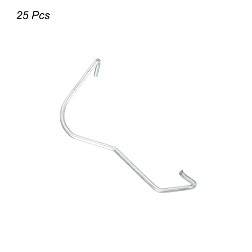 PATIKIL 3x1.1 Cage Door Hook, 25Pcs Stainless Steel Durable Singe Wire Water Pipe Latch Hook for Locking and Fixing Rabbit Pig Poultry Cage, Silver