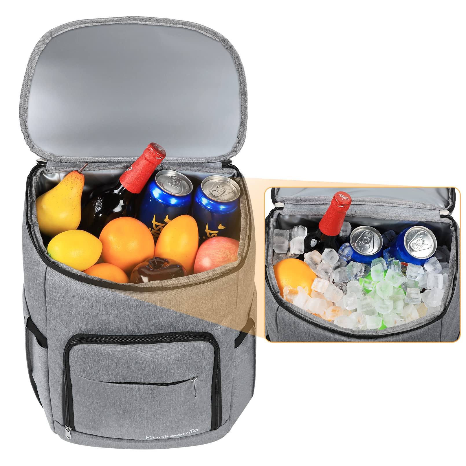 kookoomia Cooler Backpack 30 Cans Insulated Cooler Backpack Waterproof Leakpoof Cooler Bag Lunch Backpack Cooler for Picnic Camping Beach Accessories