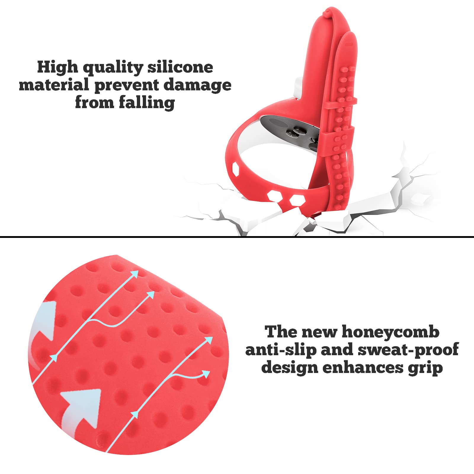Kuways Design Silicone Touch Controller Grip Cover for Oculus Quest 2 Accessories, Anti-Throw Protector with Adjustable Knuckle Straps, Full Cover Handle Sleeve (Watermelon Red)