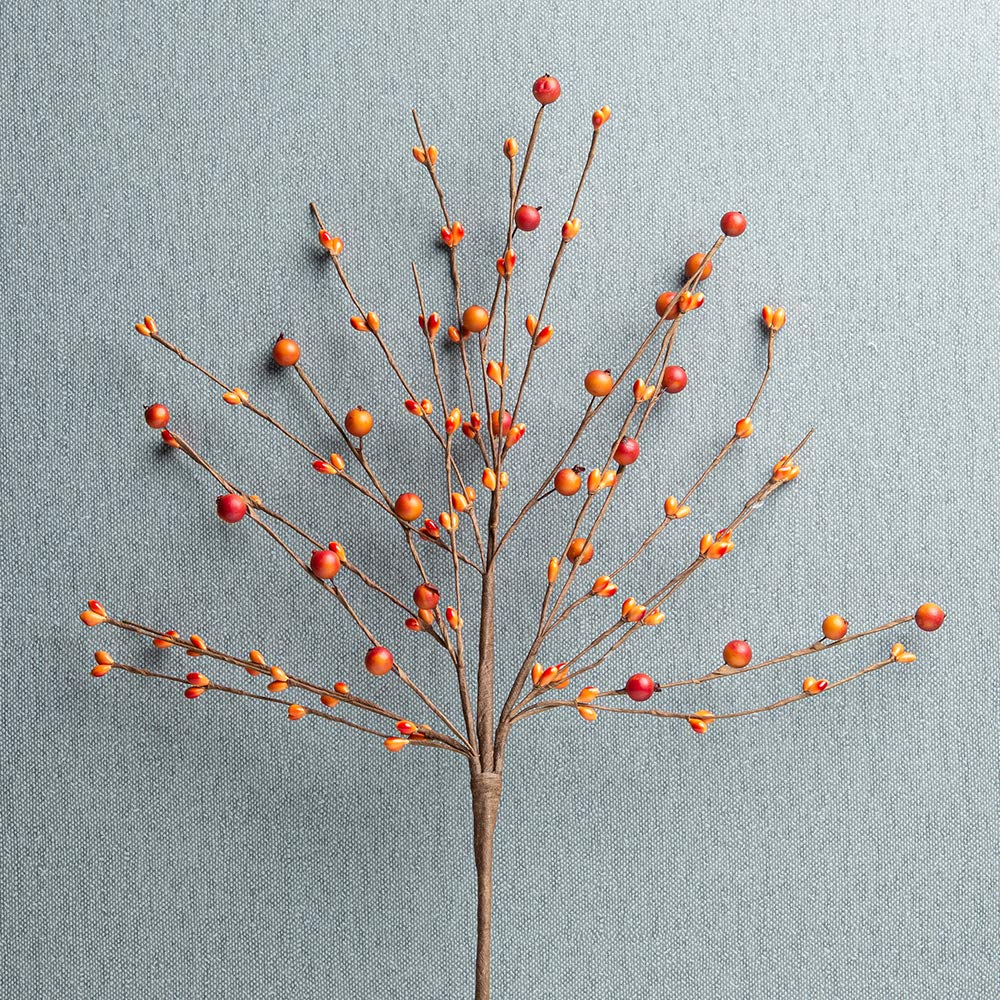 JINGHONG 6 Pack Fall Faux Stems Artificial Berry Branches Orange Berry Picks for Autumn Thanksgiving Harvest Home Decor(Orange)