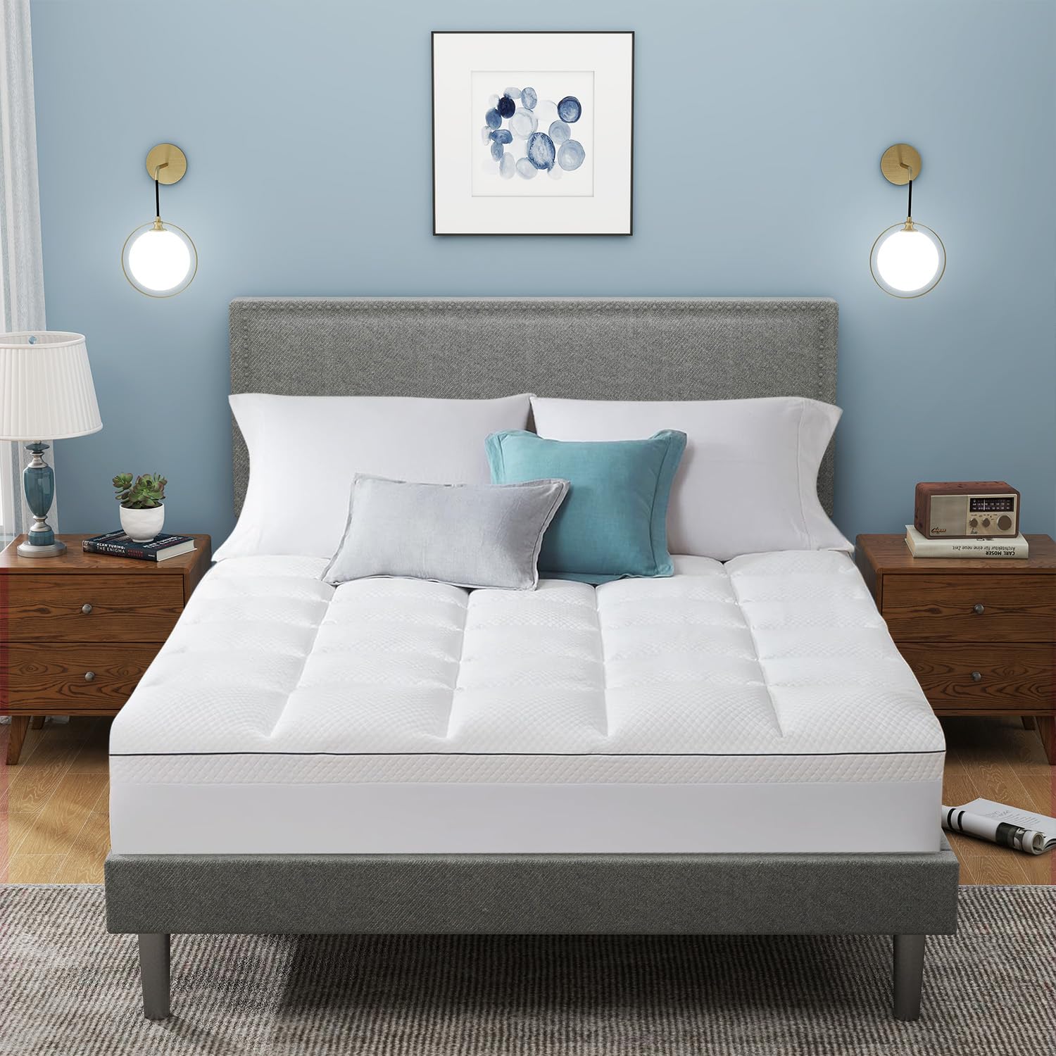 Soft Memory Foam Mattress Topper for Back Pain Relief 4 inch Breather Bed Pad with 2 Inch PillowTop and 2-Inch Egg Crate Memory Foam, 8-21 Inch Deep Pocket (Queen)
