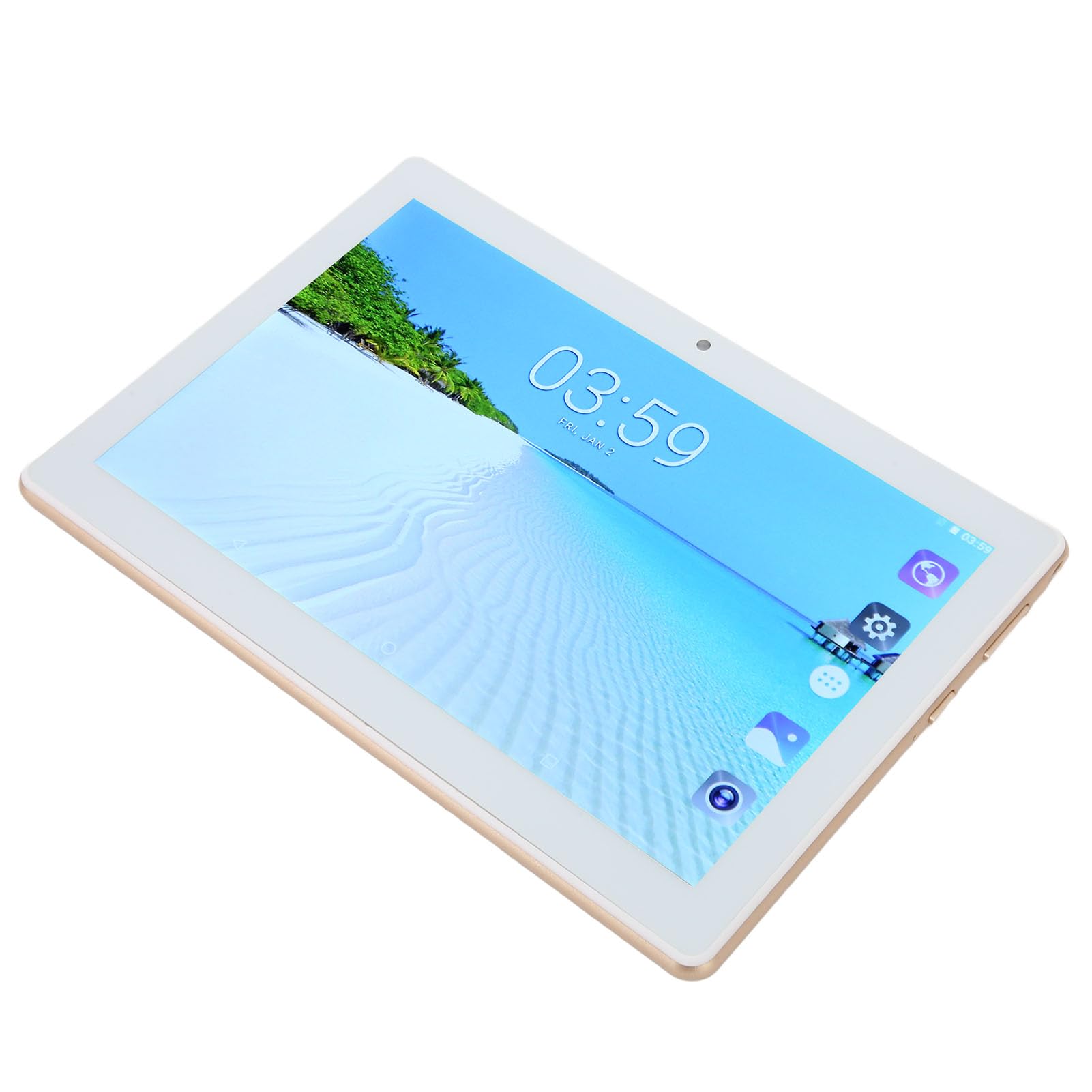 jerss Office Tablet, Octa Core CPU US Plug 100‑240V HD Tablet Dual Camera for Travel (Gold)
