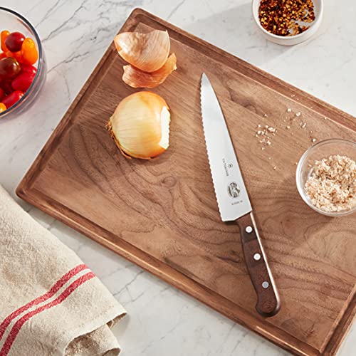 Victorinox 7-1/2-Inch Wavy Edge Chef's Knife/Carver, Rosewood Handle