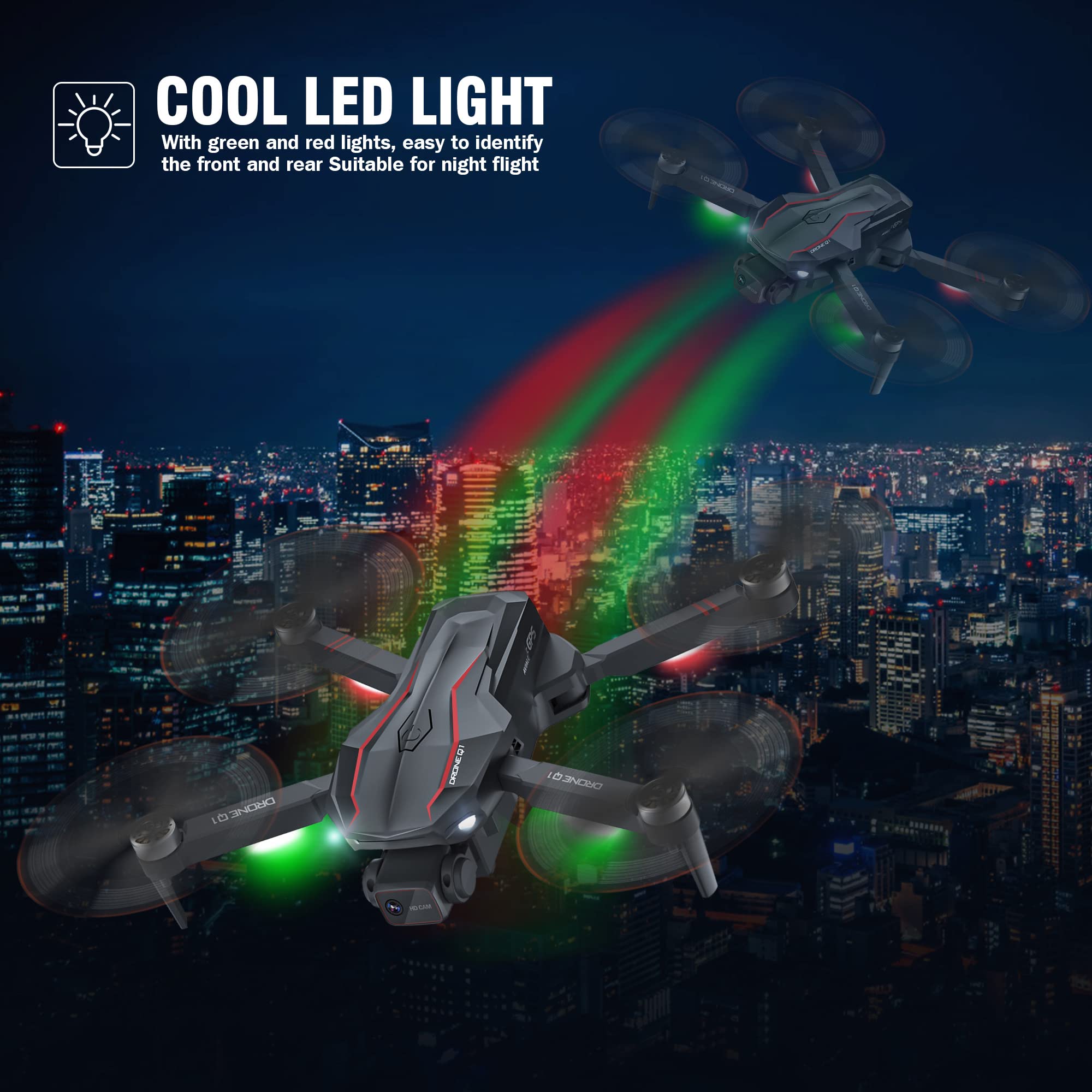 GPS Drones with FPV Camera for Adults 4K FPV,Foldable Video Drone with GPS Return,Follow Me,Brushless Motor,Altitude Hold and 55 Mins Long Flight Time, GPS RC Quadcopter for Beginners